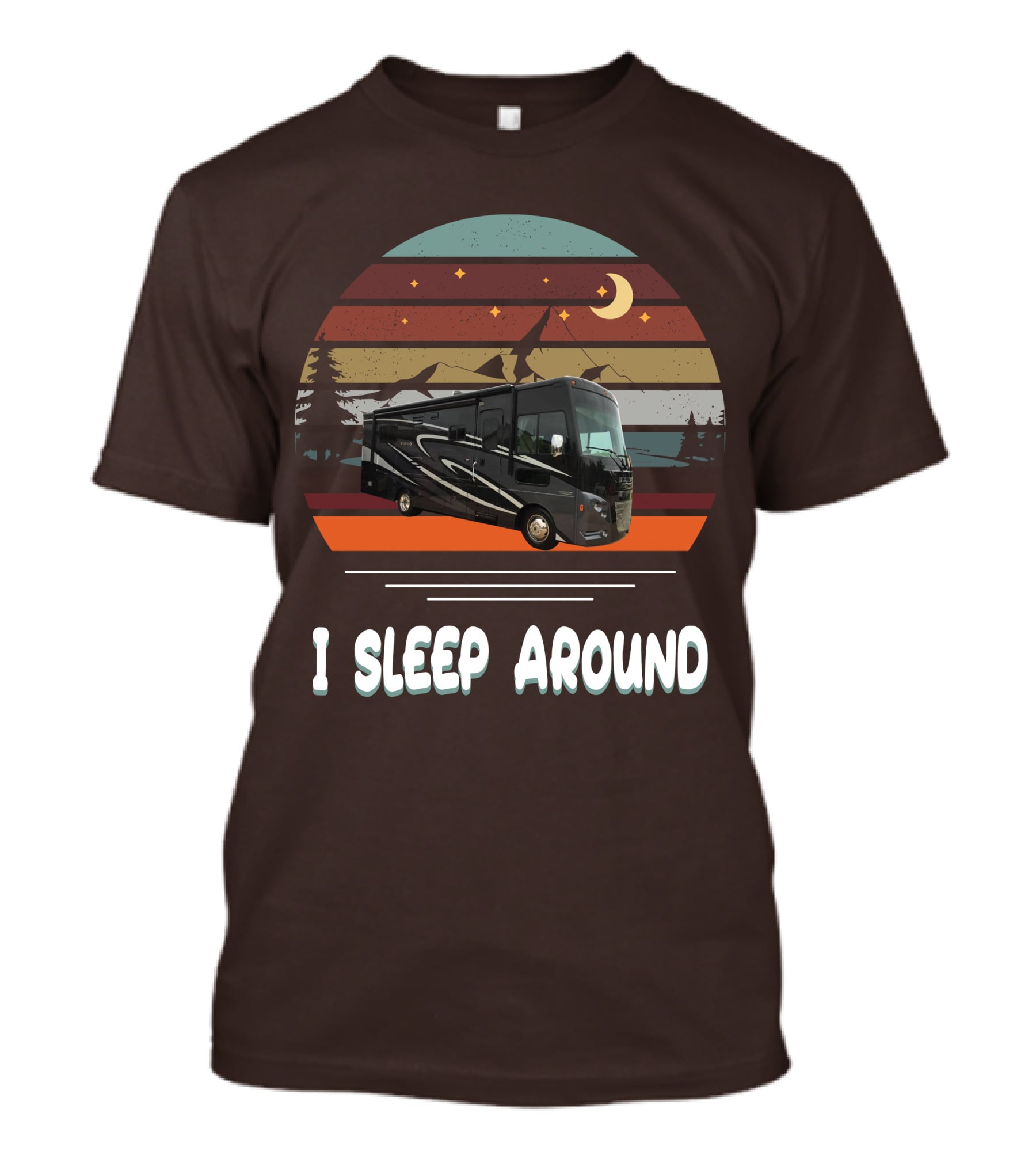 Winnebago Vista LX 27 I Sleep Around Retro Moon Stars Camping T-Shirt