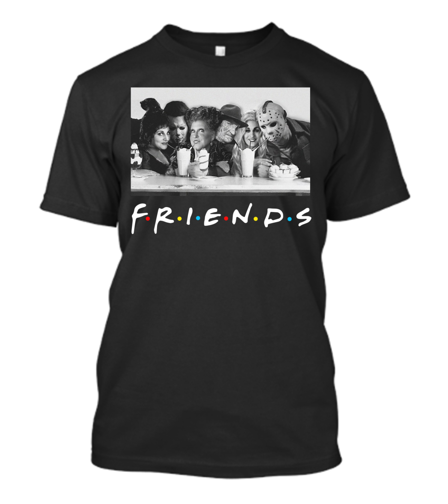 Friends Horror Hocus Pocus Michael Myers Freddy Krueger Jason Voorhees T-Shirt