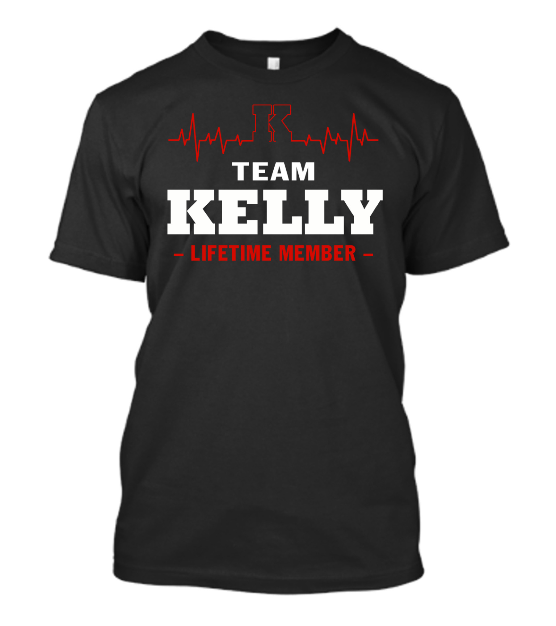 Team Kelly Lifetime Member With Heartbeat Graphic And Bold Letter K T-Shirt