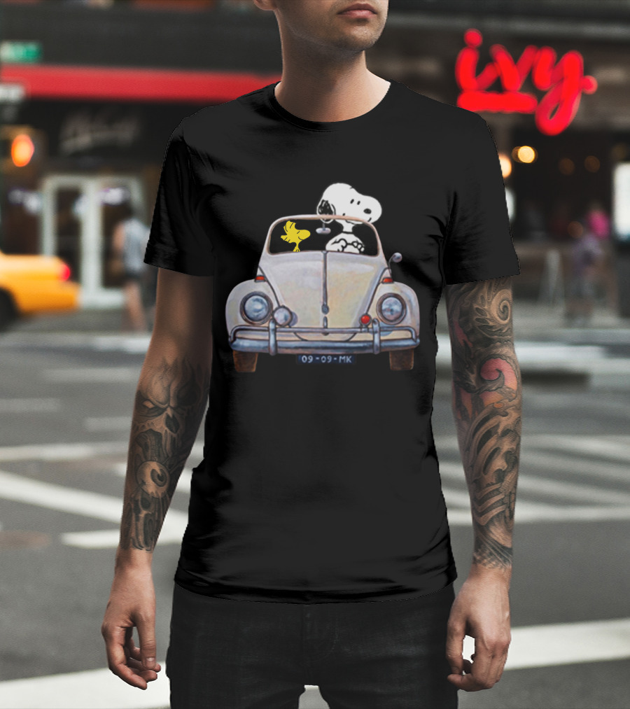 Snoopy And Woodstock 09-09-MK Car Adventure T-Shirt