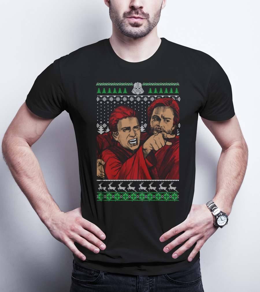 Angry Anakin Pointing With Obi-Wan In Ugly Christmas T-Shirt