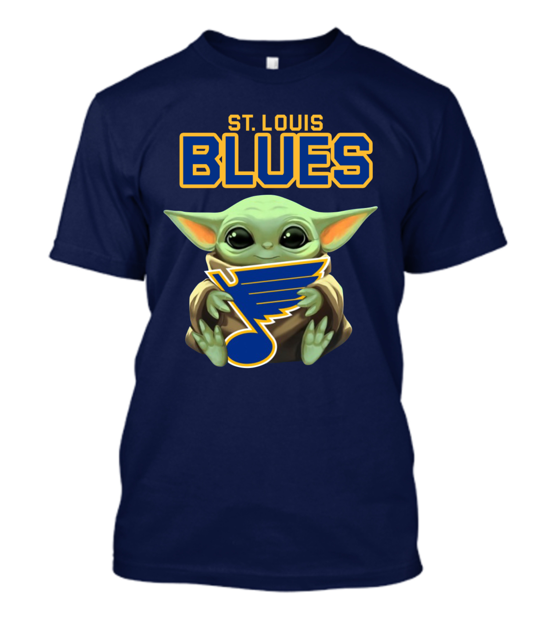 Baby Yoda Holding St Louis Blues T-Shirt