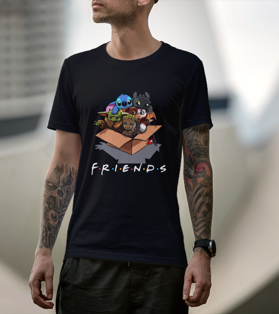 Baby Yoda Gizmo Groot Stitch Toothless Friends Box T-Shirt