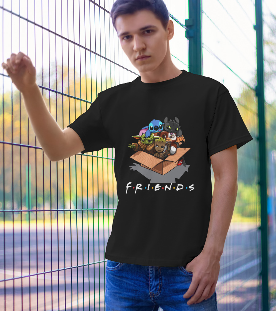 Baby Yoda Gizmo Groot Stitch Toothless Friends Box T-Shirt