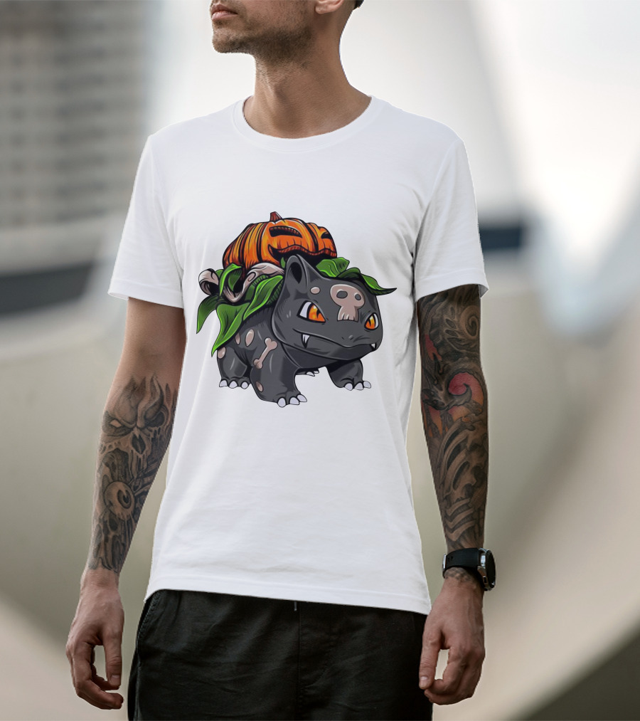 Halloween Bulbasaur Pumpkin Skeleton Spooky Pokemon T-Shirt