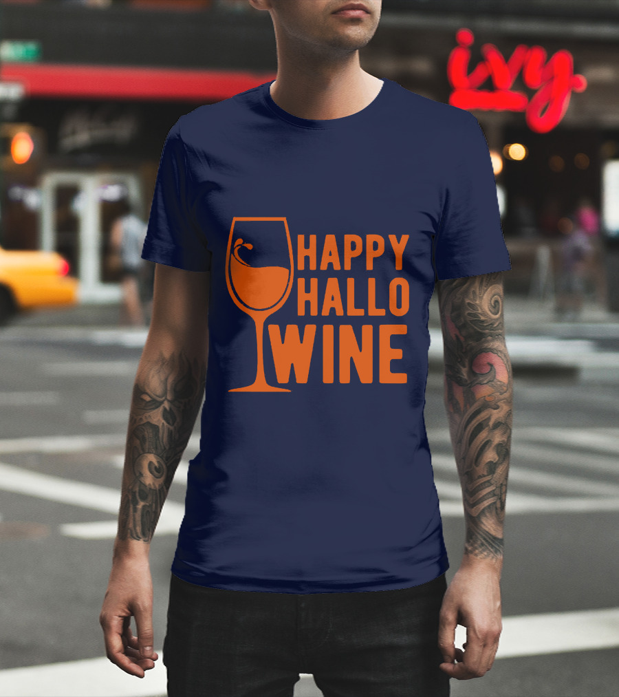 Happy HalloWine Wine Glass Halloween T-Shirt