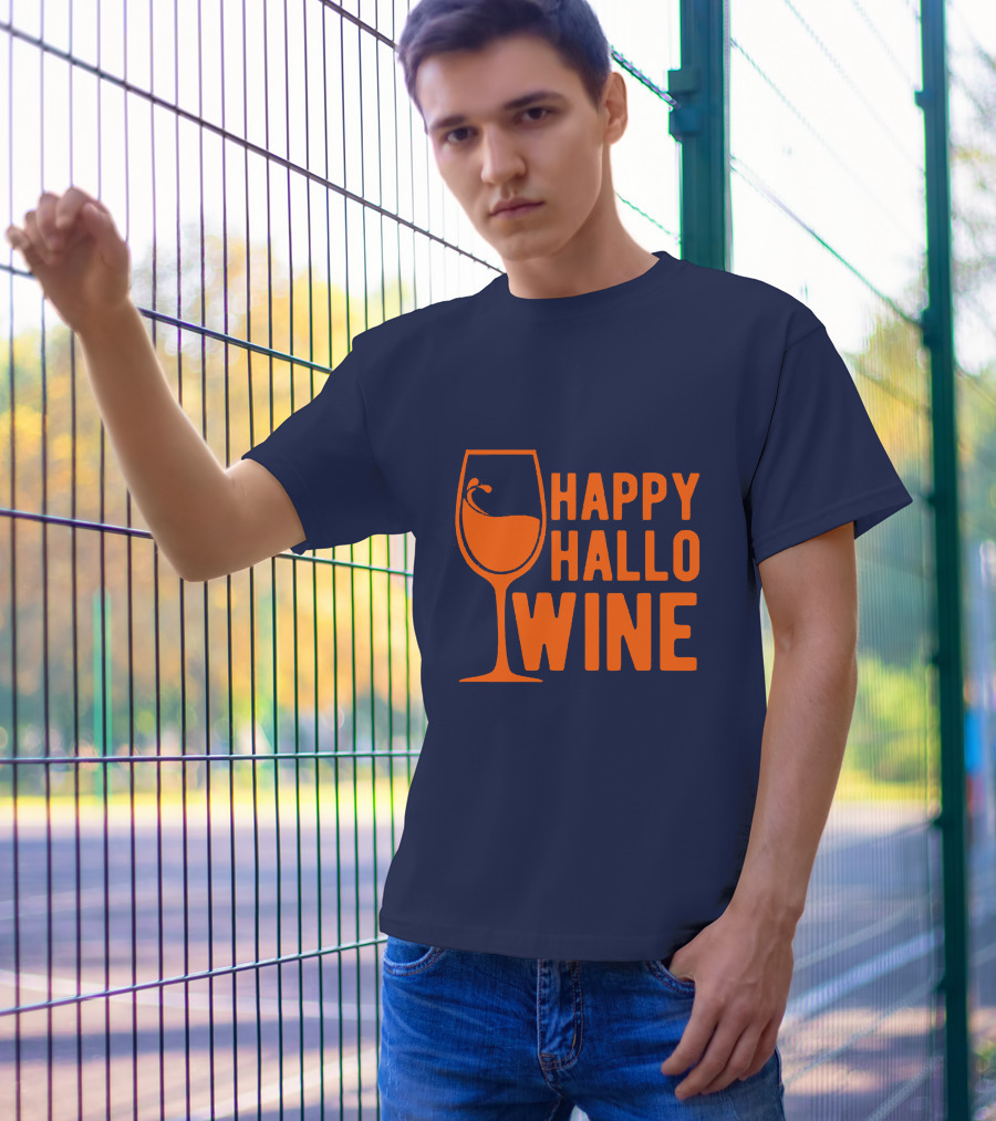 Happy HalloWine Wine Glass Halloween T-Shirt
