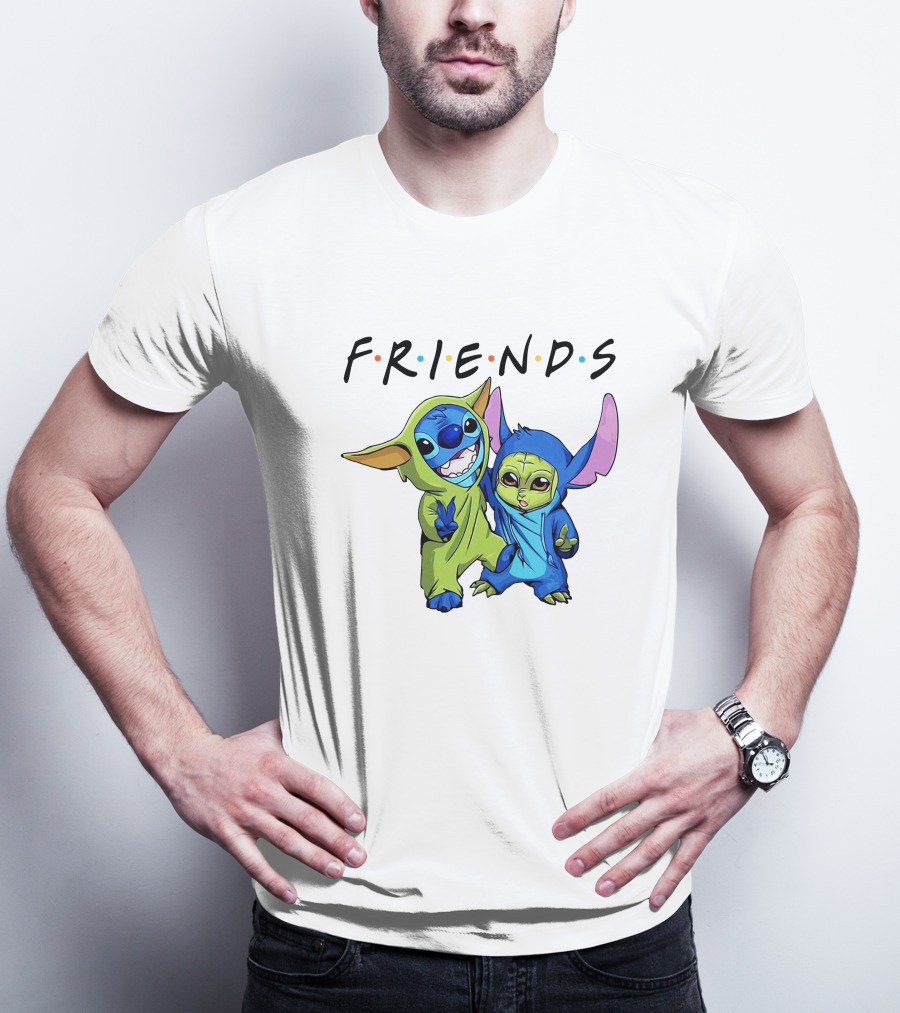 Stitch And Baby Yoda Friends TV Show T-Shirt