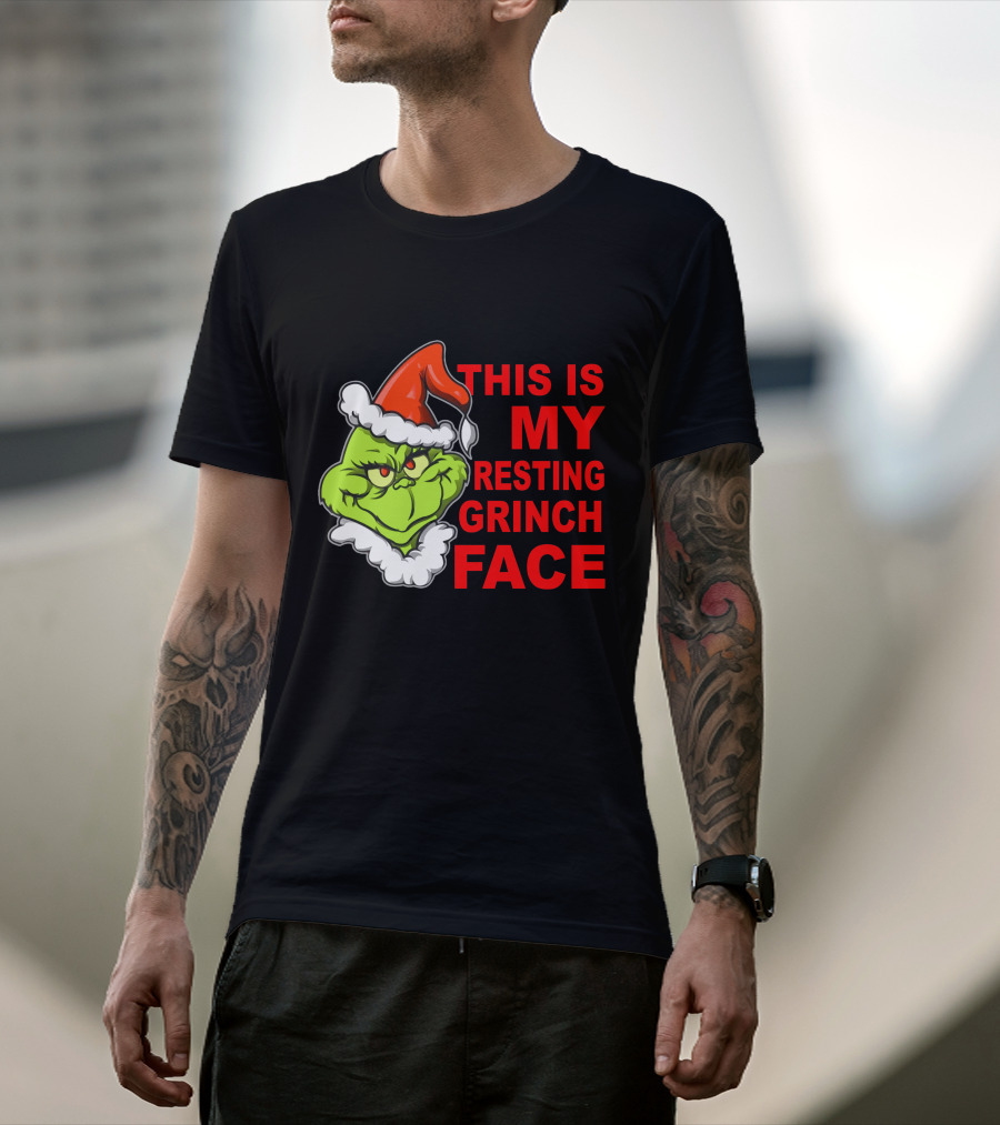 This Is My Resting Grinch Face Santa Hat Grumpy Expression T-Shirt