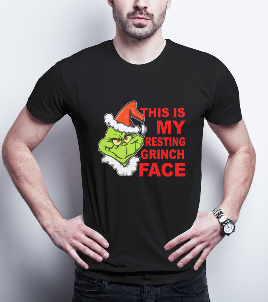 This Is My Resting Grinch Face Santa Hat Grumpy Expression T-Shirt