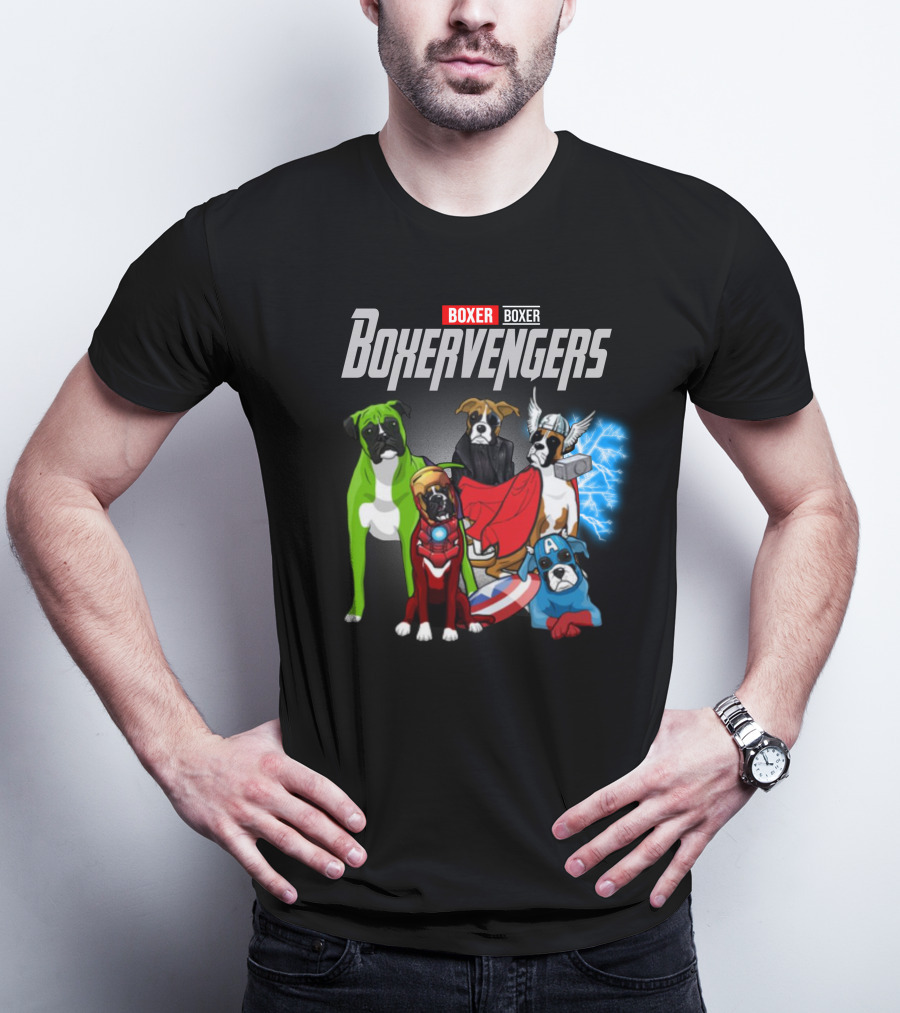 Marvel Avengers Boxer Boxervengers Dogs Superhero T-Shirt