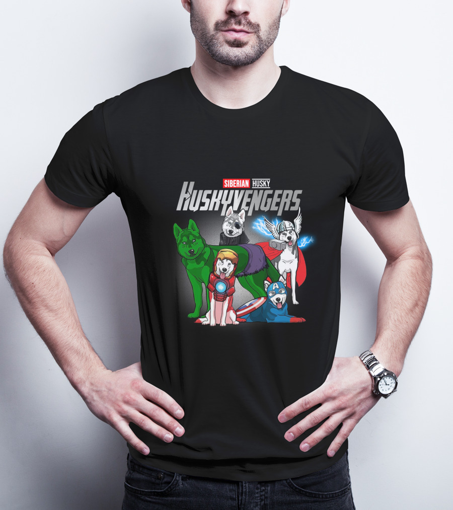 Marvel Siberian Husky Huskyvengers Avengers Crossover Dogs T-Shirt