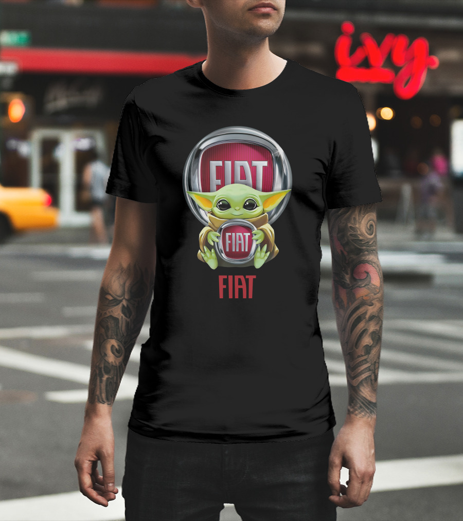 Baby Yoda Holding Fiat Emblem T-Shirt