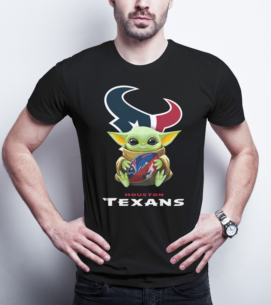 Baby Yoda Houston Texans Football Hug T-Shirt