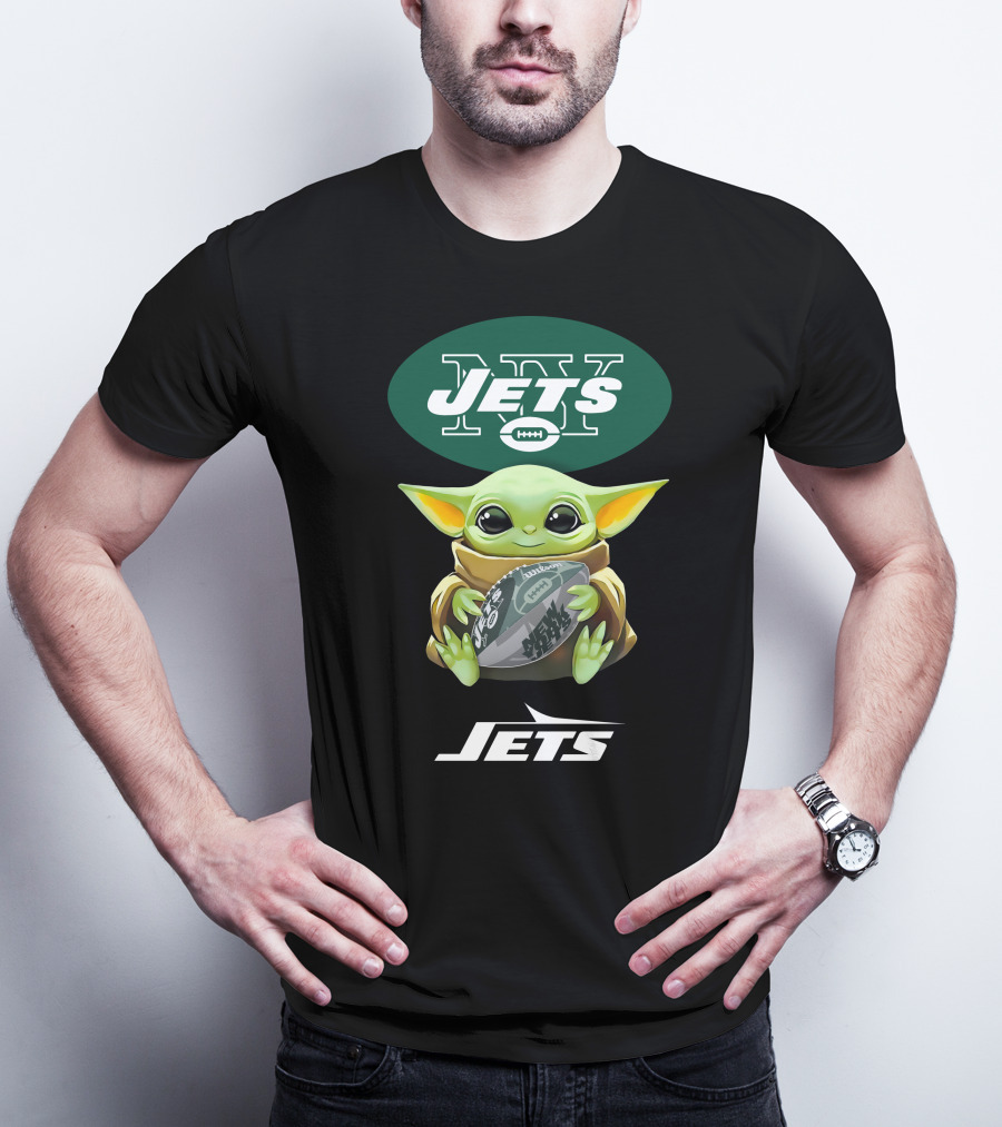 Baby Yoda Hug New York Jets Football Fan T-Shirt