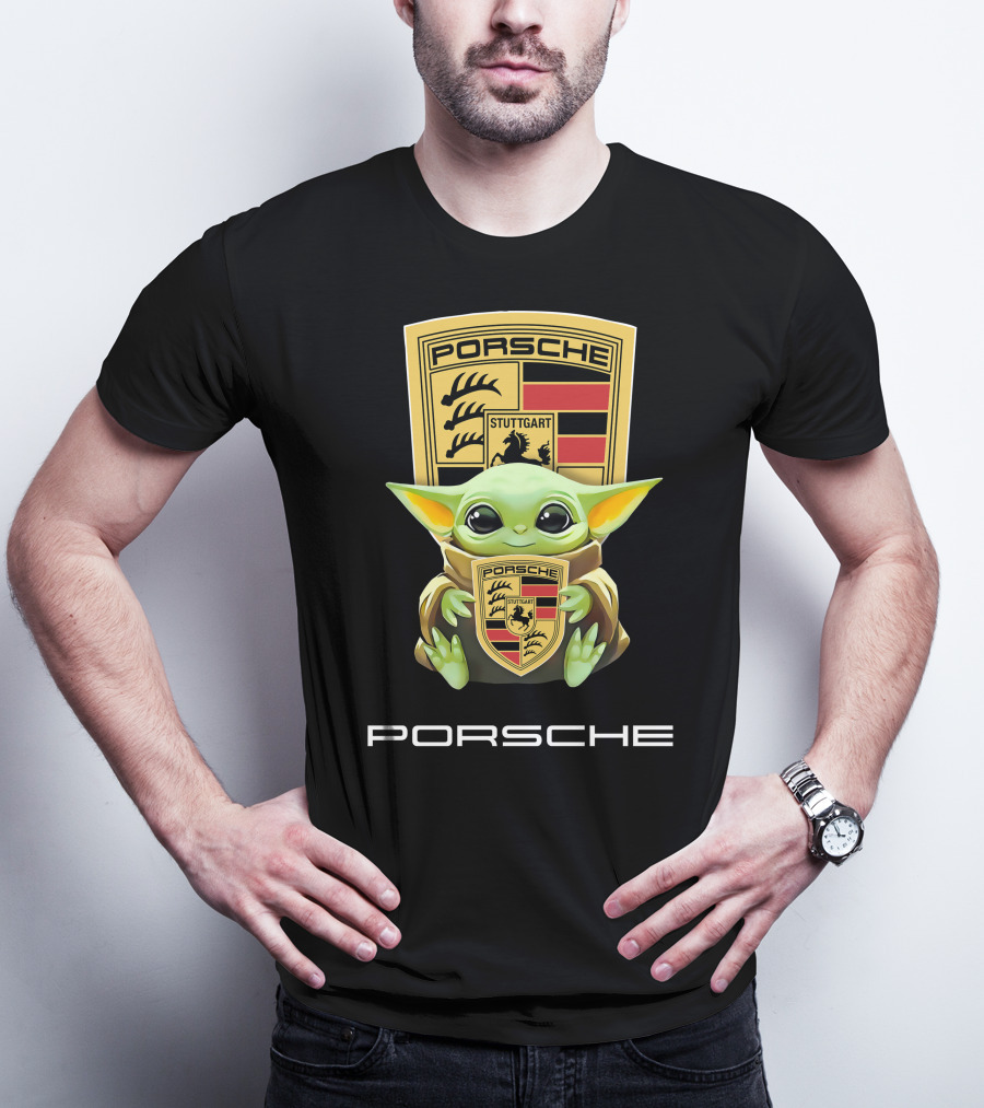 Baby Yoda Holding Porsche Stuttgart T-Shirt