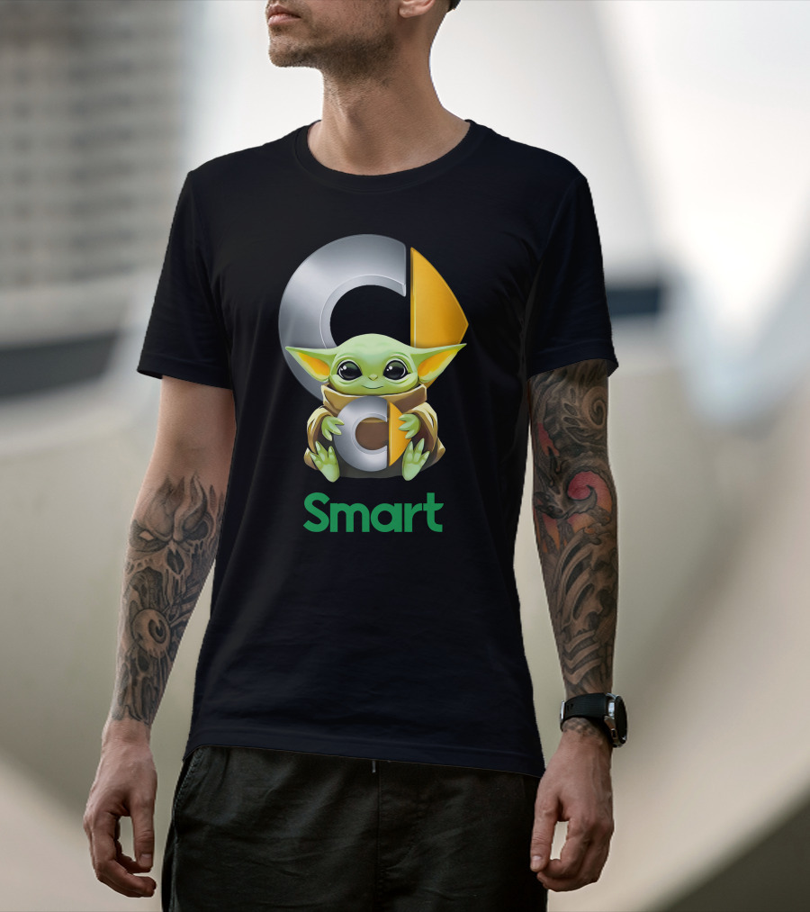 Baby Yoda Hug Commodore Logo Smart T-Shirt