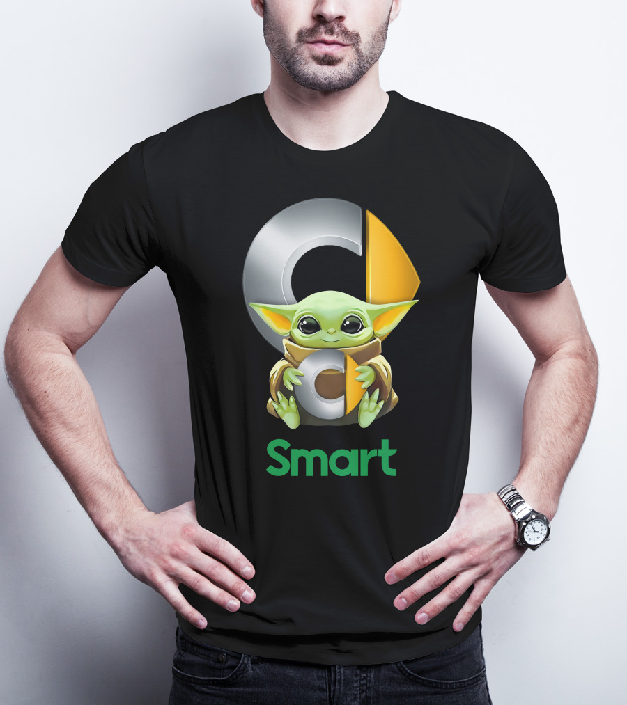 Baby Yoda Hug Commodore Logo Smart T-Shirt