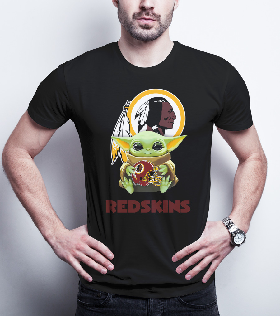 Baby Yoda Holding Washington Redskins Football Helmet Redskins T-Shirt