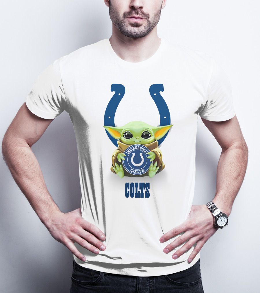 Baby Yoda Hugging Indianapolis Colts Horseshoe Colts T-Shirt