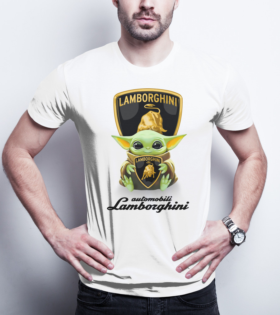 Baby Yoda Hugging Automobili Lamborghini T-Shirt