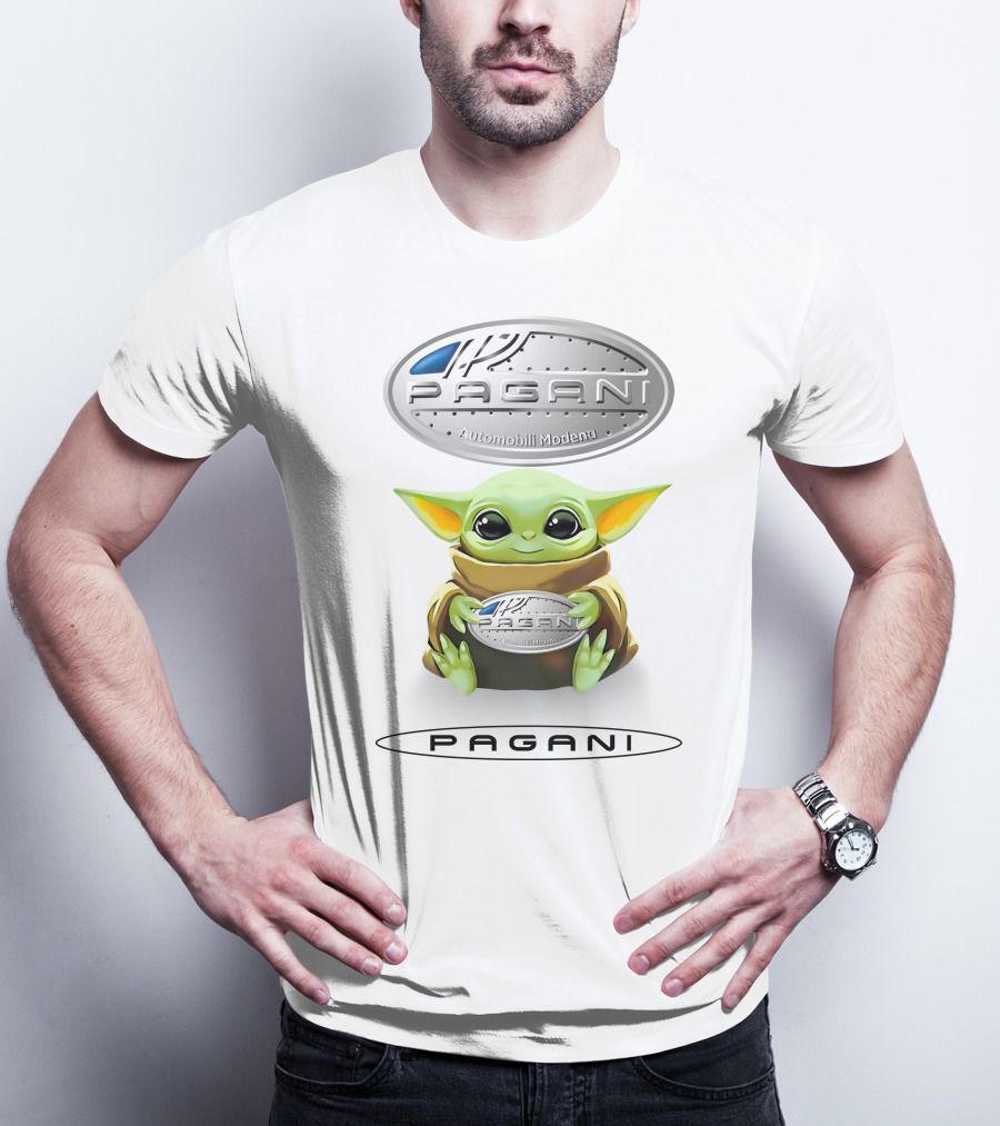 Baby Yoda Holding Pagani Automobili Modena Oval T-Shirt