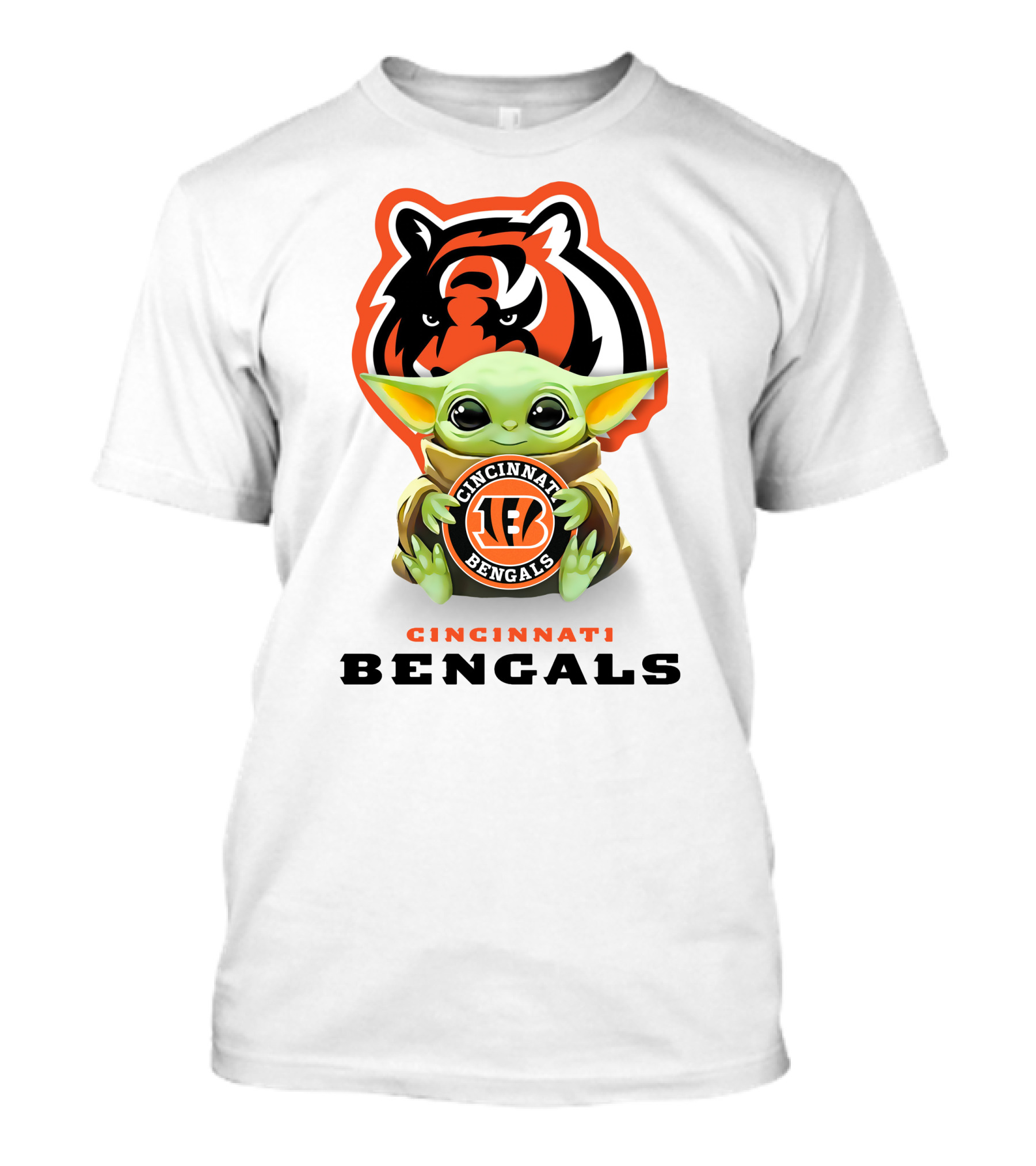 Cincinnati Bengals Baby Yoda Hugging Bengals Logo Tiger T-Shirt