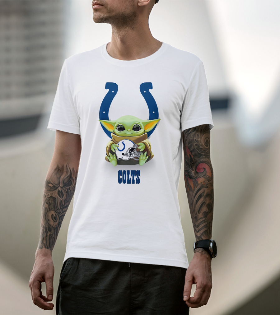 Grogu Colts Hug Indianapolis Colts Helmet T-Shirt