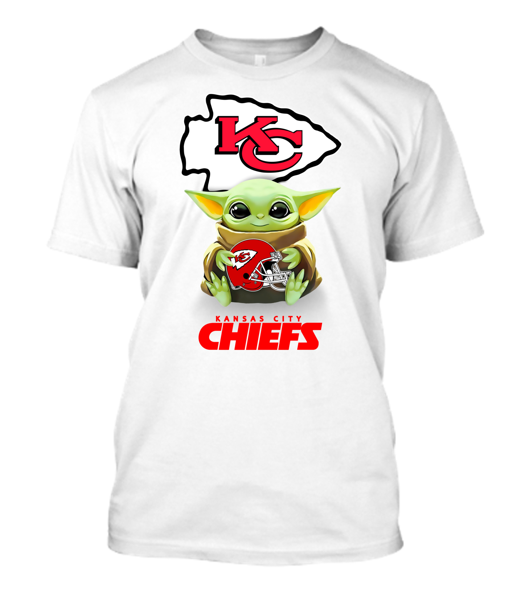 Grogu KC Arrowhead Kansas City Chiefs Helmet Hug T-Shirt
