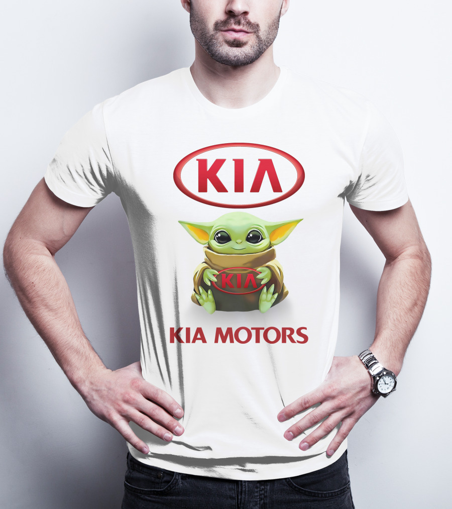 Grogu Hugging Kia Logo Kia Motors T-Shirt