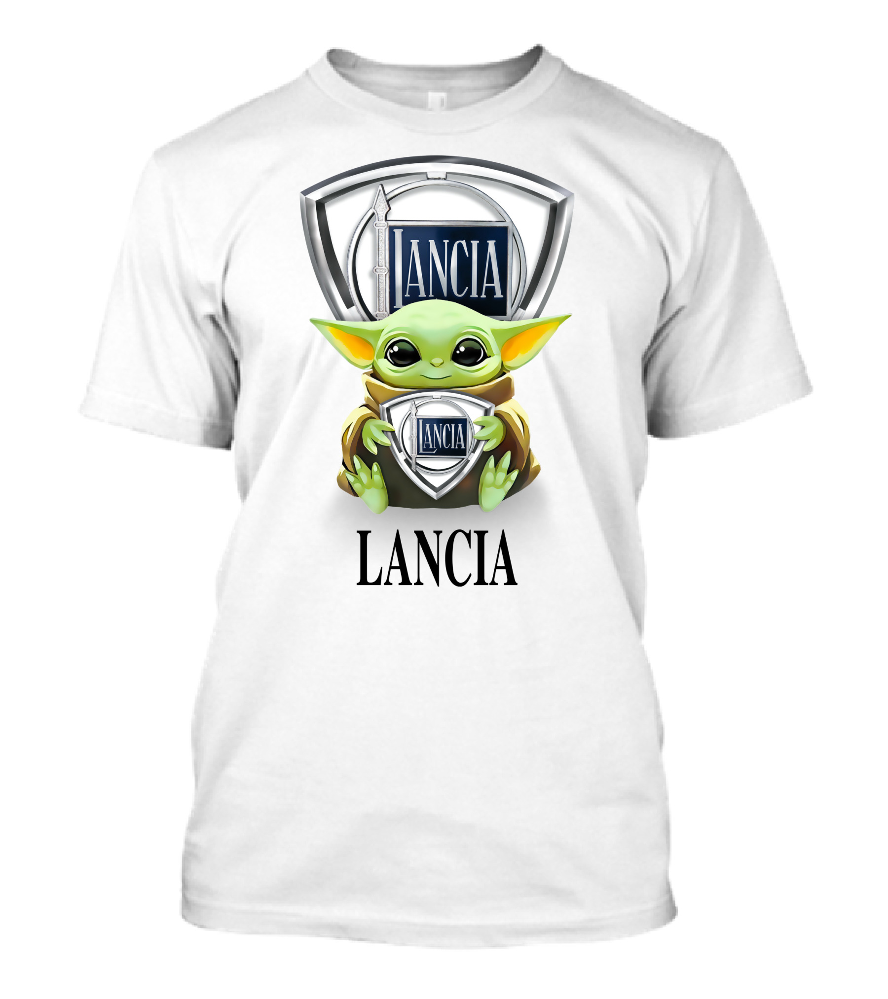 Grogu Hug Lancia Logo Baby Yoda Fan T-Shirt