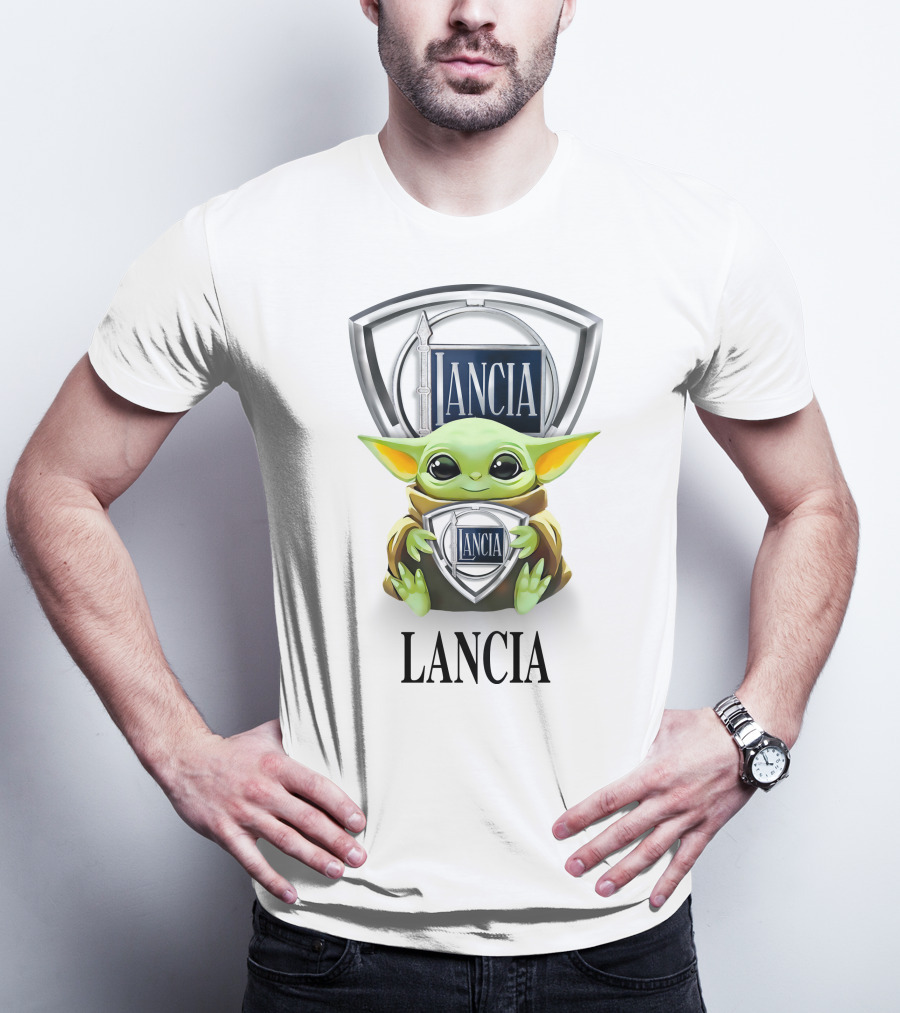 Grogu Hug Lancia Logo Baby Yoda Fan T-Shirt