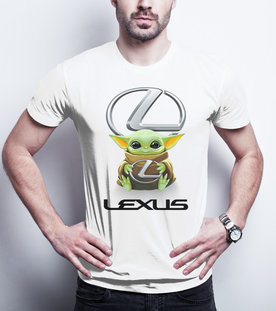 Grogu Holding Lexus Symbol With Large T-Shirt