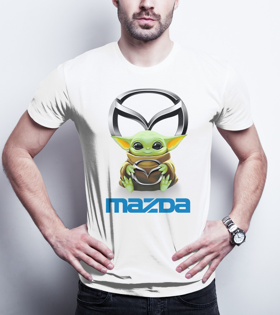Grogu Hugging Mazda Logo Anime T-Shirt
