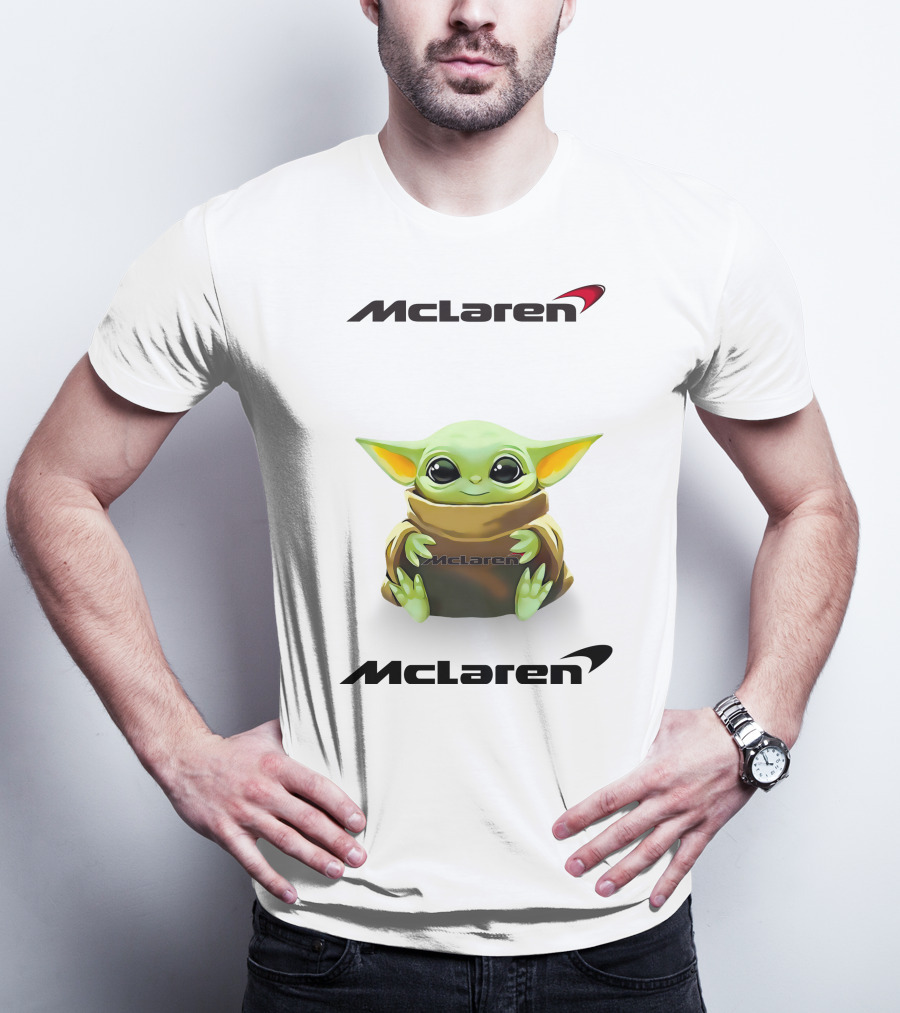 Grogu Hug McLaren Logo White T-Shirt
