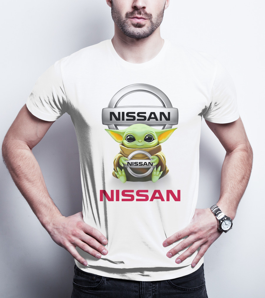 Nissan Grogu Hug Logo With Baby Alien Character T-Shirt