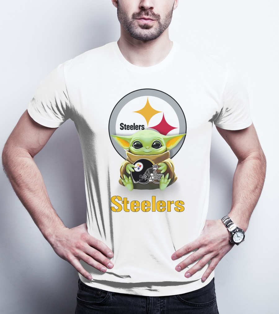 Grogu Steelers Helmet Hug Pittsburgh Steelers T-Shirt