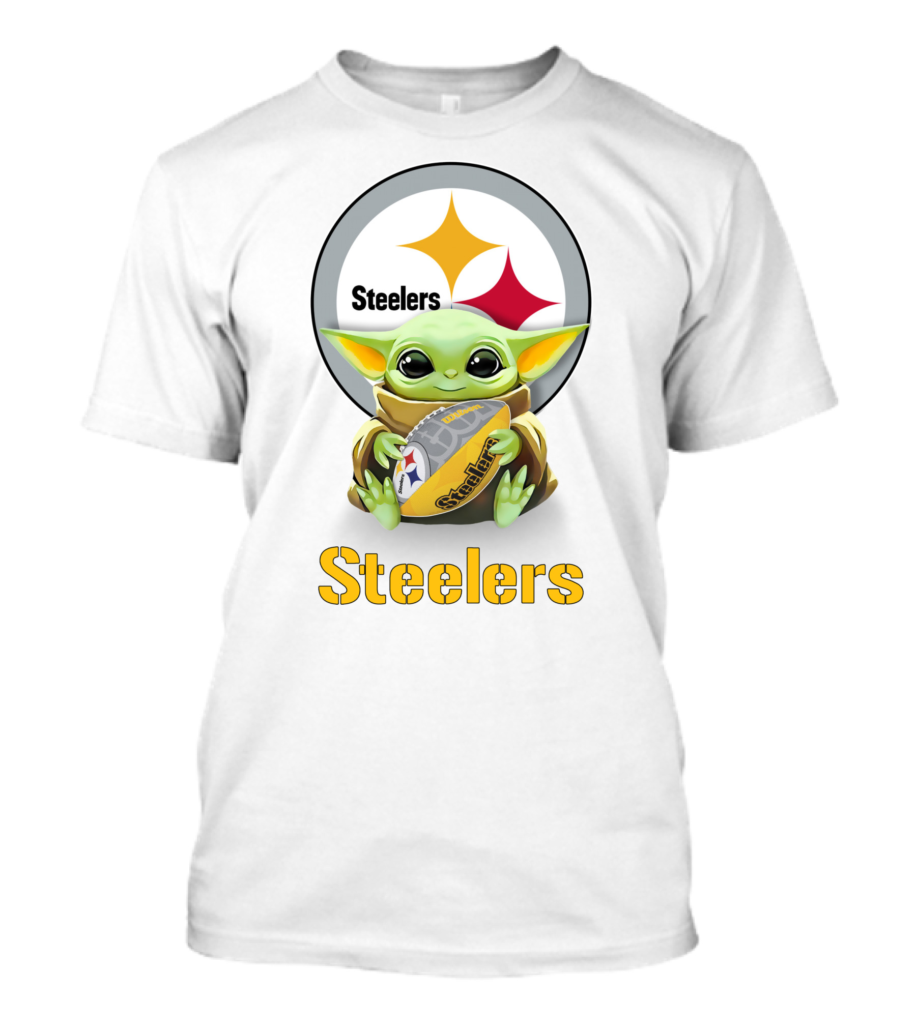 Grogu Hug Steelers Football Pittsburgh Steelers Tailgate White T-Shirt
