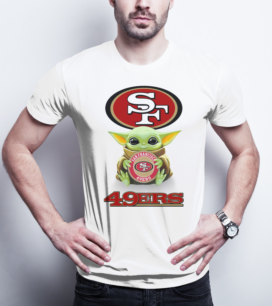 Grogu Holding San Francisco 49ers Sf Logo 49ers Football T-Shirt