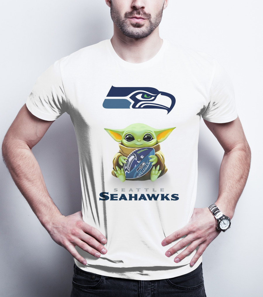 Grogu Seattle Seahawks Football Hug With Team T-Shirt
