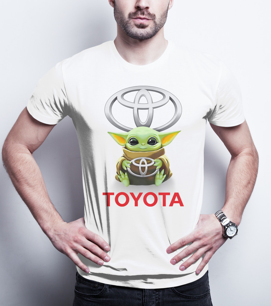 Grogu Hug Toyota Logo White T-Shirt