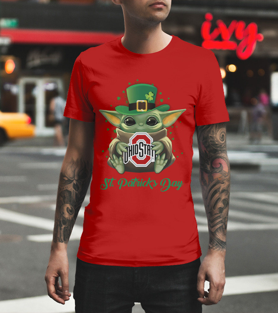 Ohio State Buckeyes Baby Yoda St. Patrick's Day T-Shirt
