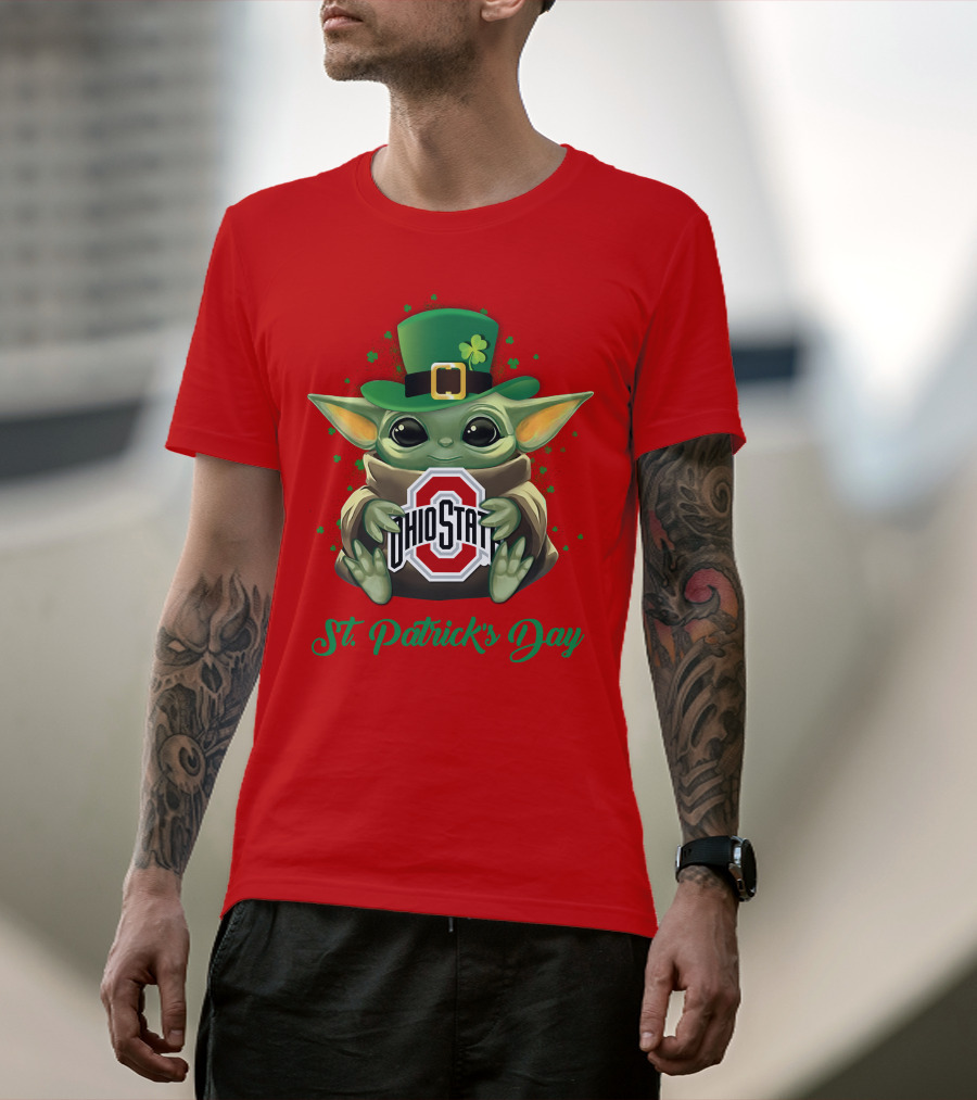 Ohio State Buckeyes Baby Yoda St. Patrick's Day T-Shirt