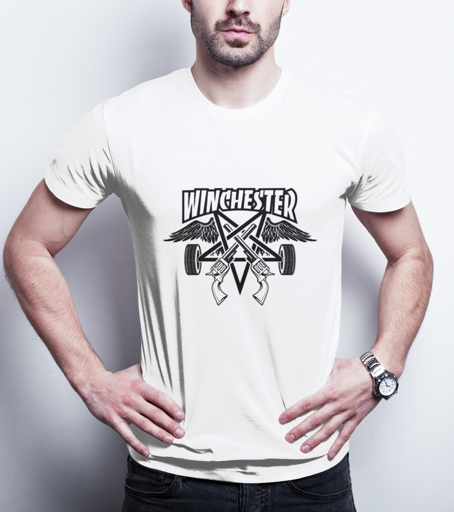 Winchester Supernatural Pentagram Wings Guns T-Shirt