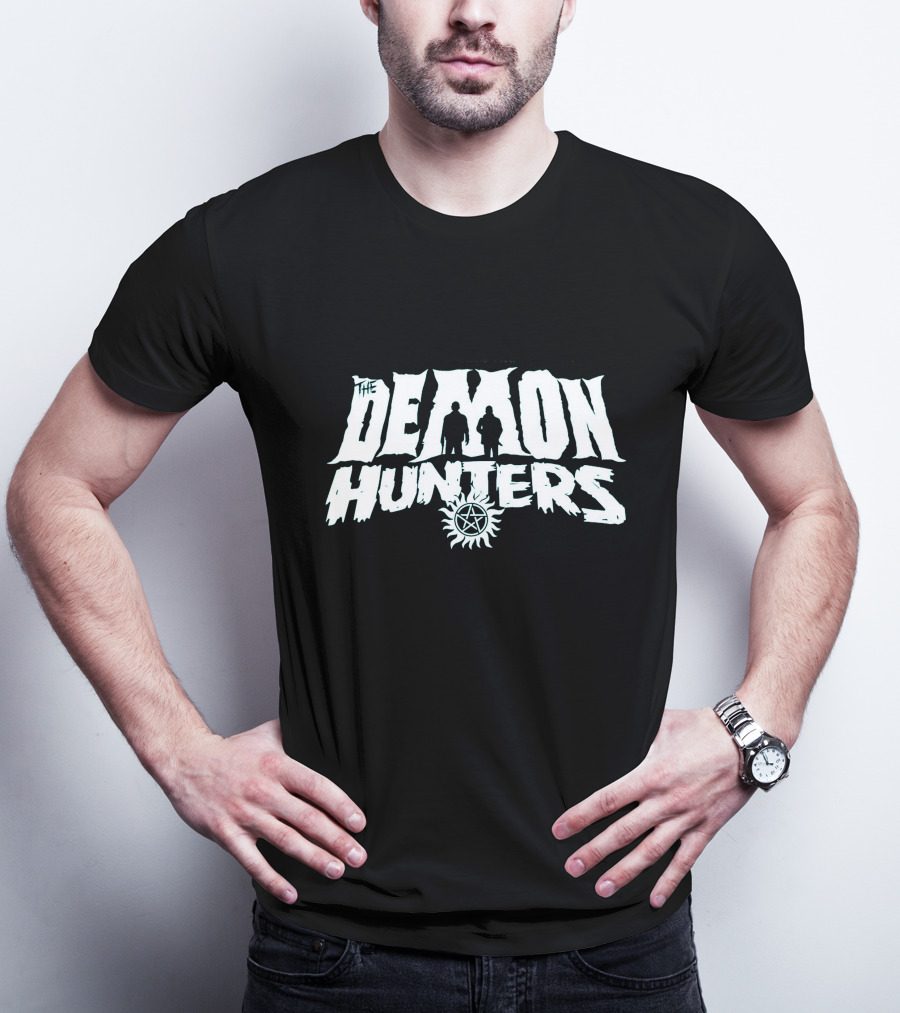 The Demon Hunters Silhouette Sun Symbol B&W T-Shirt