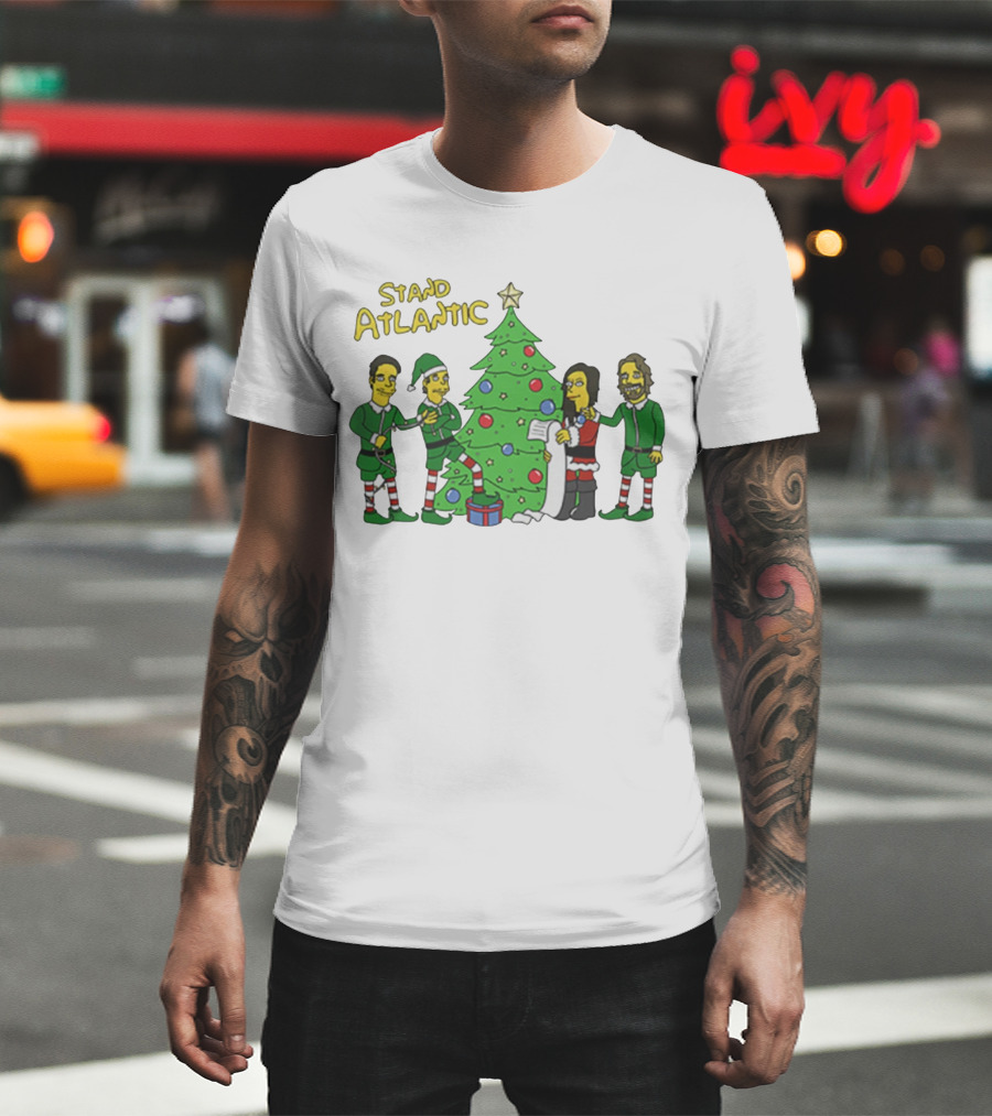 STAND ATLANTIC Christmas Tree And Cartoon Characters T-Shirt