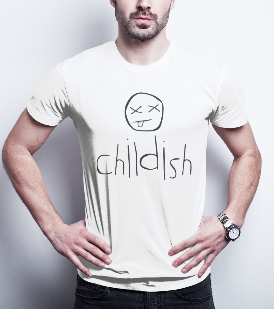 Childish Text With Tongue-Out Doodle Face T-Shirt