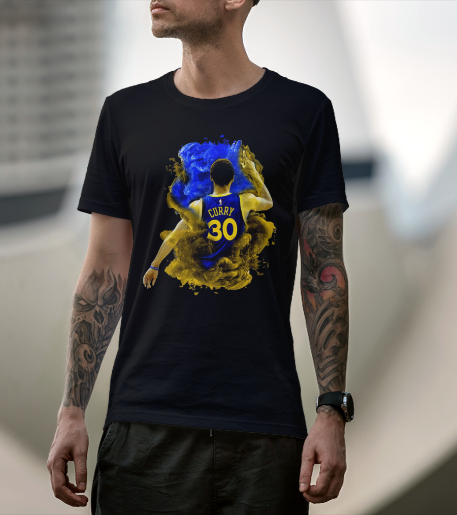 Stephen Curry 30 Blue Yellow Burst T-Shirt