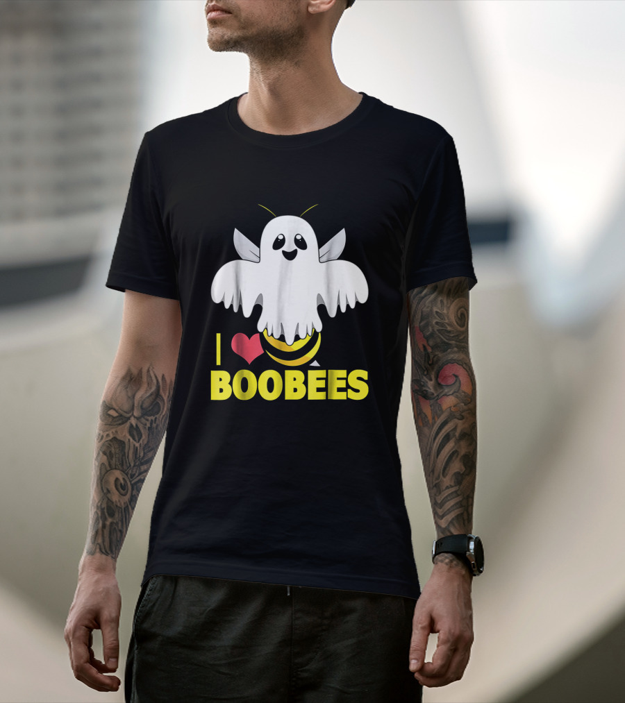 I Heart Boo Bees Funny Halloween Costume Bee And Ghost Mashup T-Shirt