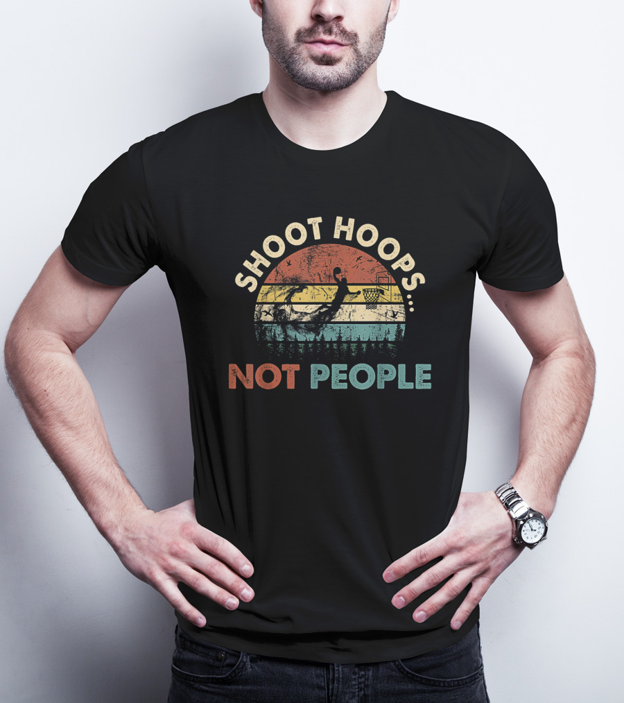 Shoot Hoops Not People Retro Basketball Sunset T-Shirt